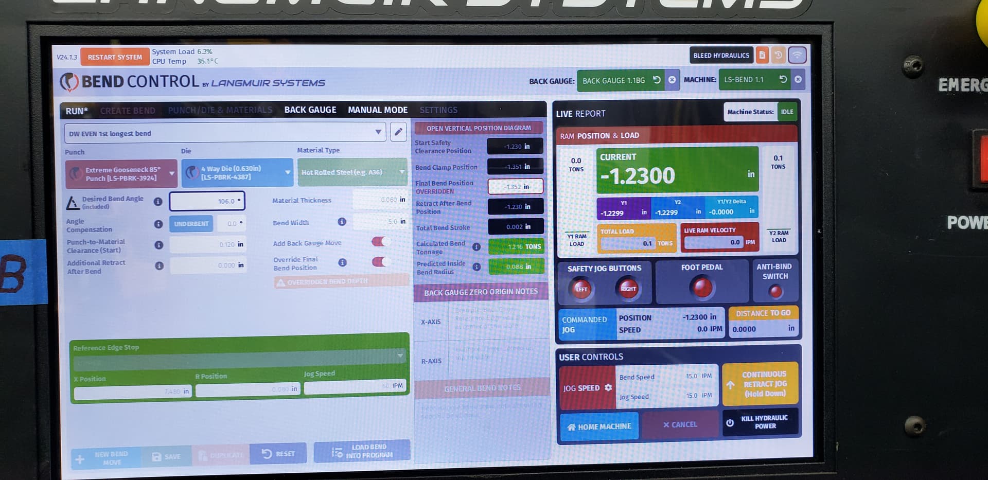 Final bend position overridden - Titan 25T CNC Press Brake - Langmuir ...