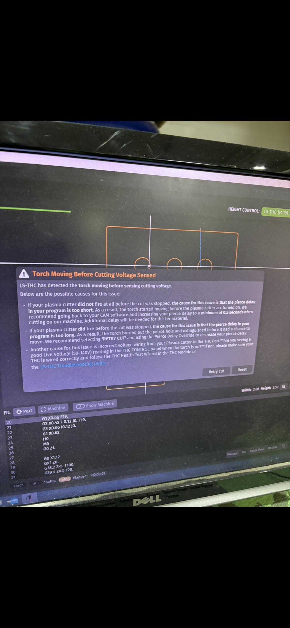Torch moving before cutting voltage sensed d - Troubleshooting - Langmuir Systems Forum